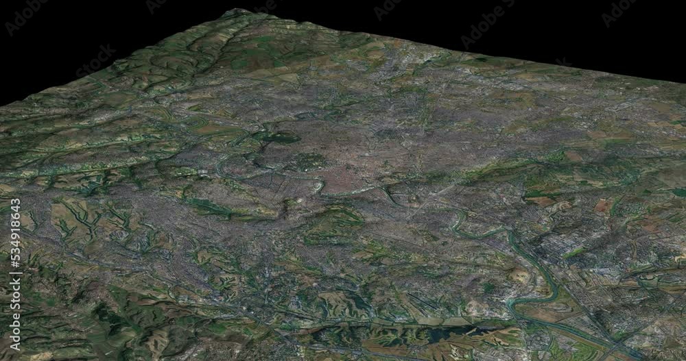 Rome map rotate 360 loop ccw with 3d relief 4K satellite ground height ...