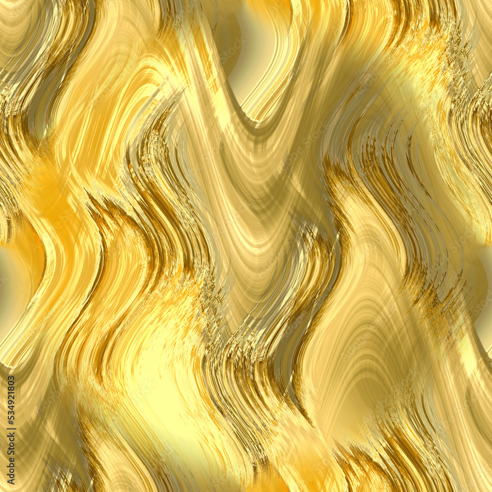Liquid gold flows in vertical wavy lines. Beautiful seamless golden ...
