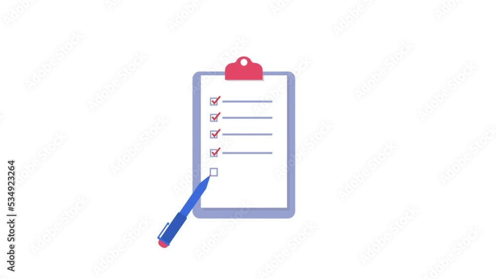 Animated clipboard with checklist and pen. To-do list and business ... Animated clipboard with checklist and pen. To-do list and business ...