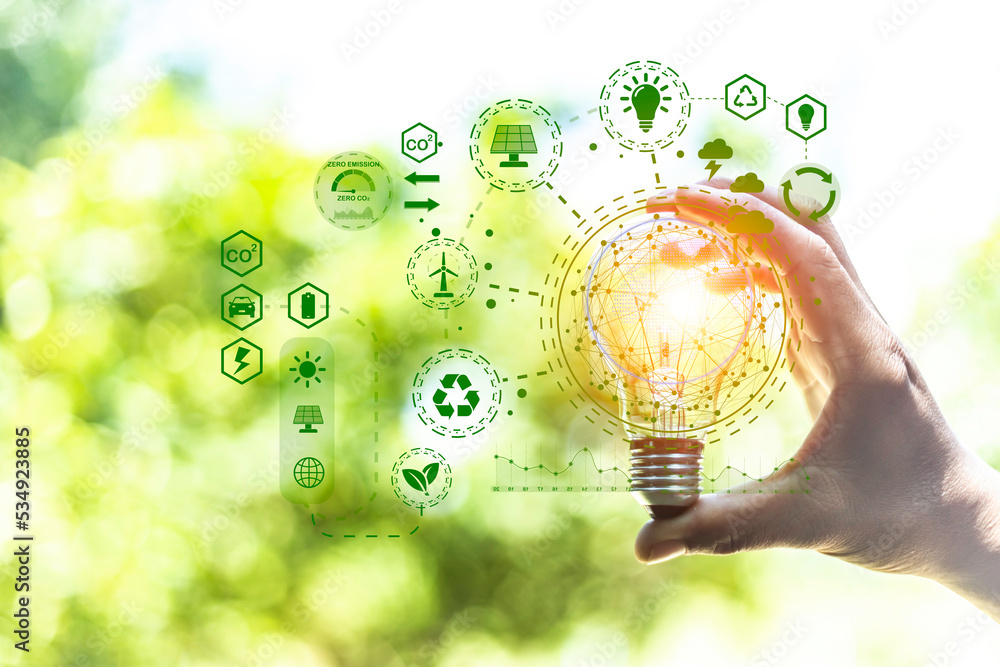 green energy concept help reduce global warming..Hand holding natural ...