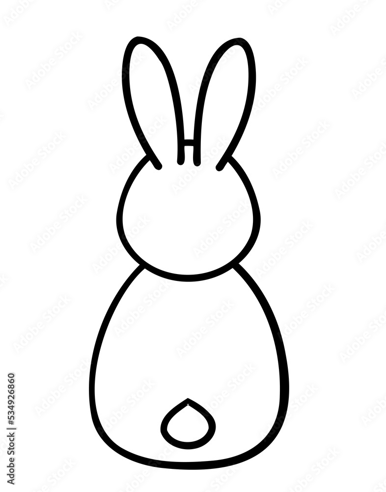 Cartoon bunny line art illustration. PNG with transparent background ...