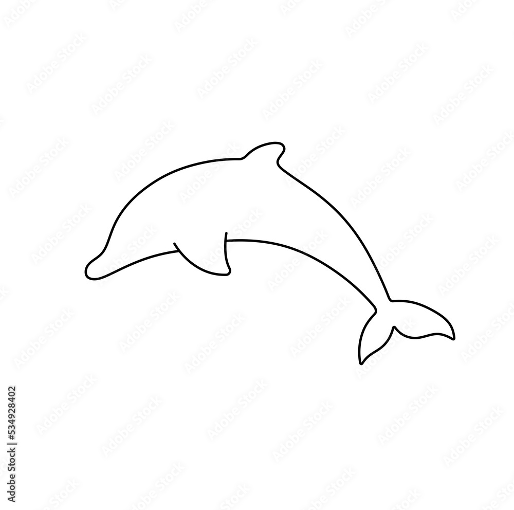 Vector isolated one jumping dolphin side view silhouette colorless ...