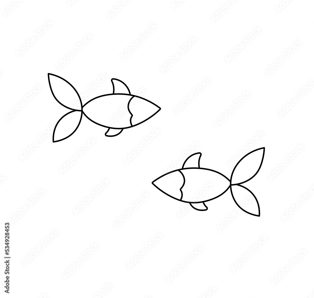 Vector isolated two fishes swimming in different directions colorless ...
