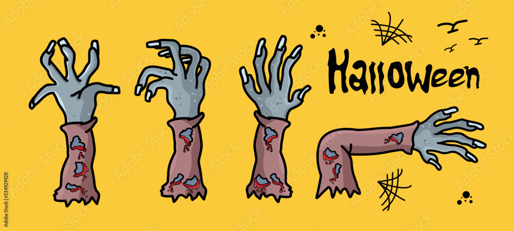Zombie hand vector set for halloween Stock Vector | Adobe Stock