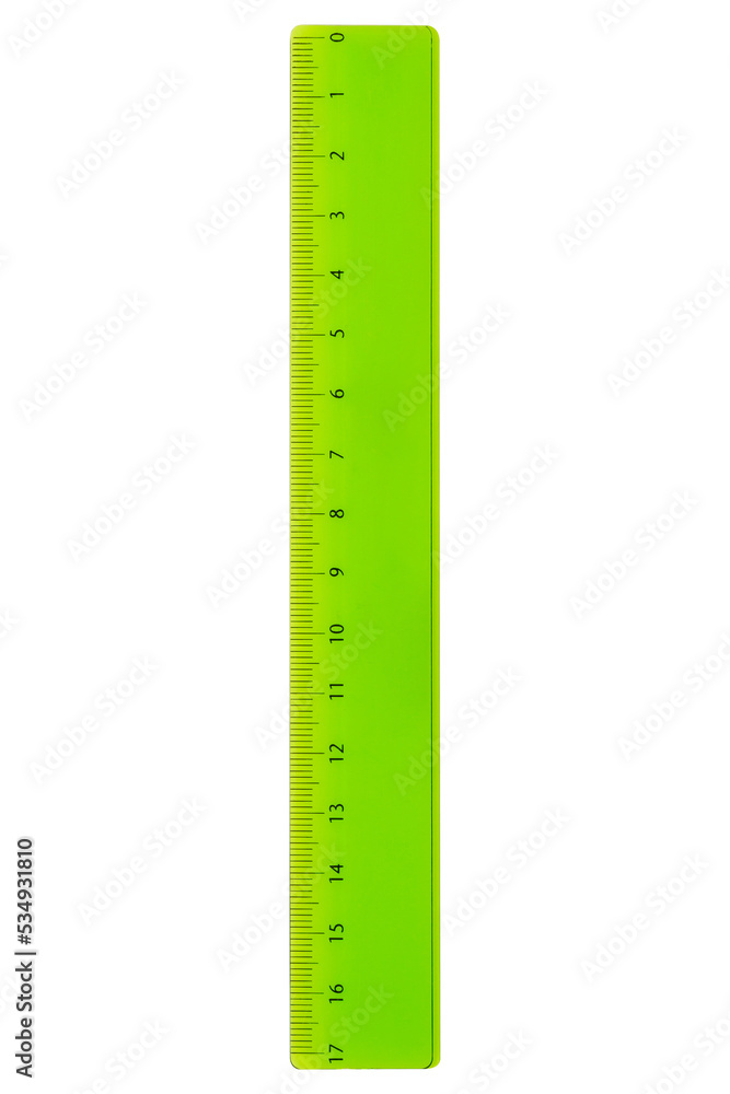 Green ruler for left-handers, with a scale for measurements from right ...