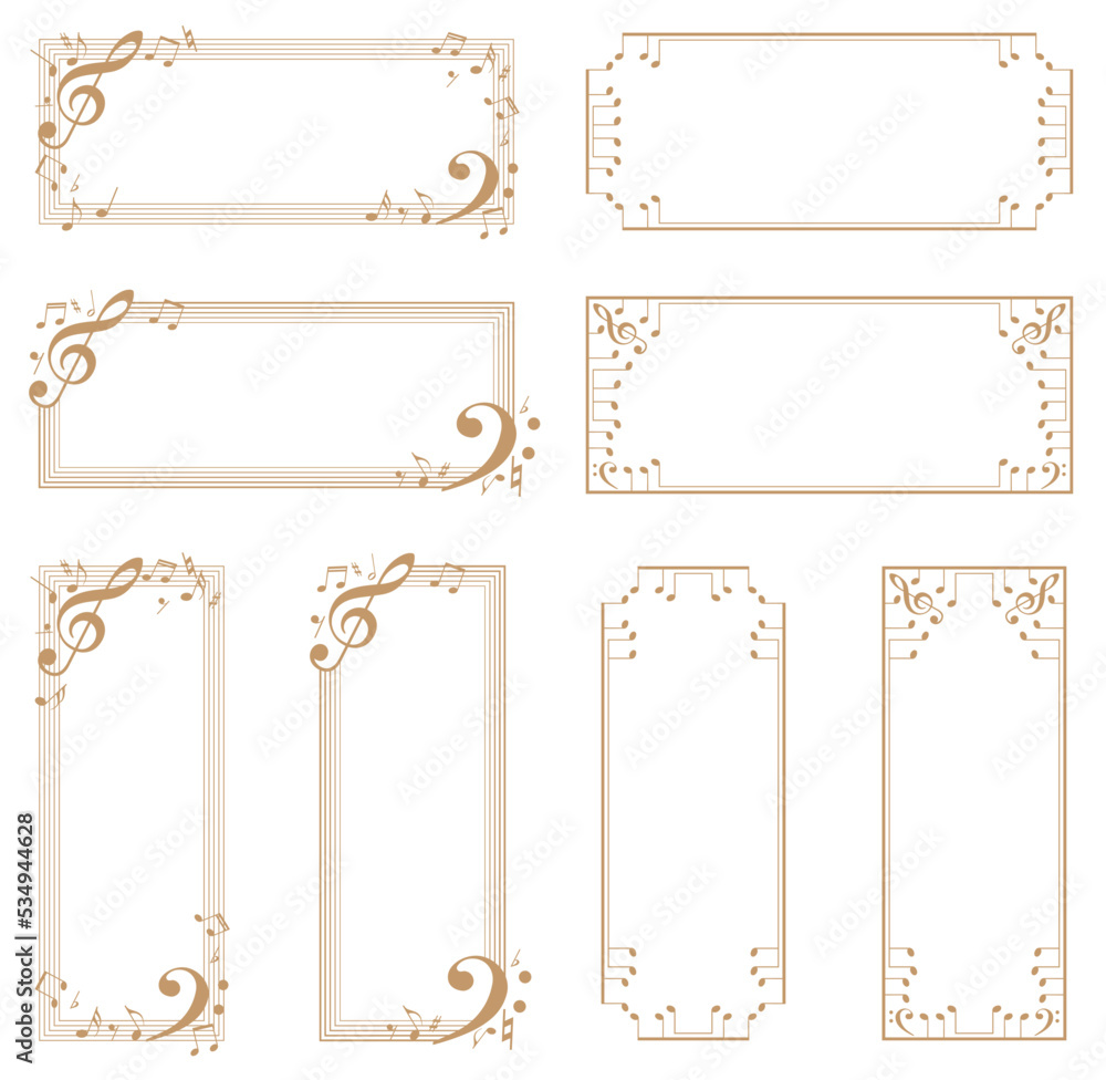 Music-themed decorative frame.a horizontally elongated banner.a ...