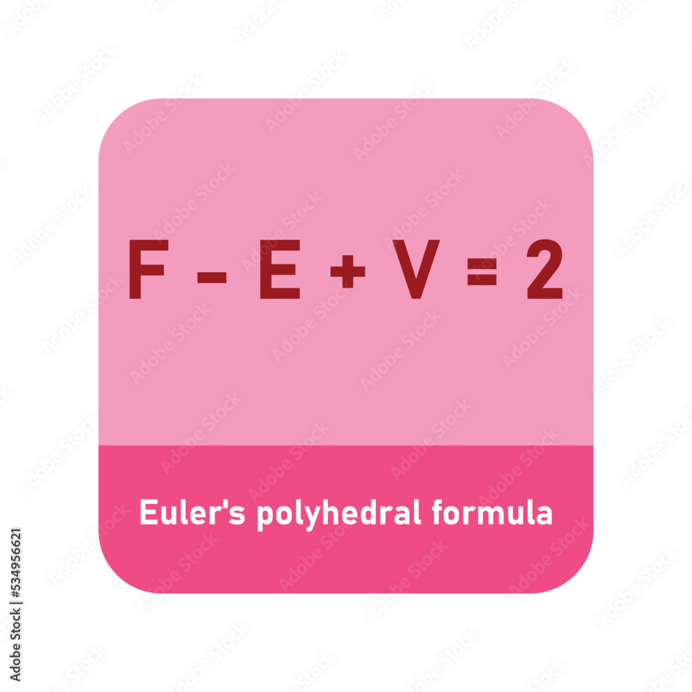 Euler's polyhedral formula in mathematics. Vertices, faces and edges ...