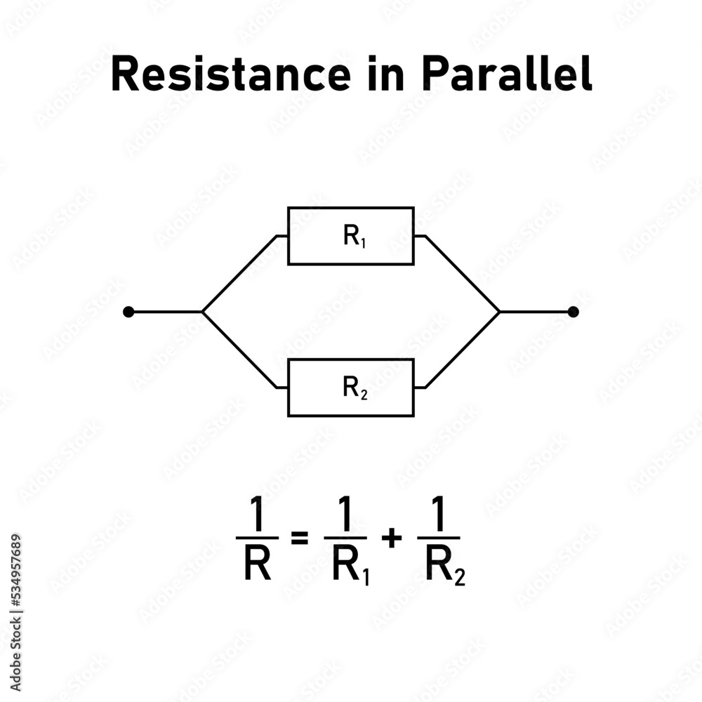 resistance in parallel diagram and formula isolated on white background ...