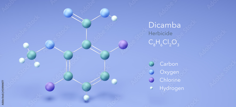 dicamba, molecular structures, herbicide, 3d model, Structural Chemical ...