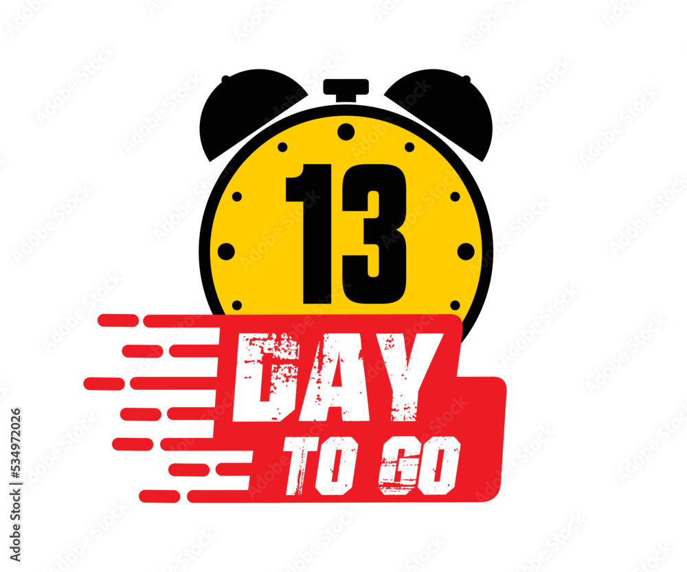 13 days to go vector art illustration with nice font and combined alarm ...