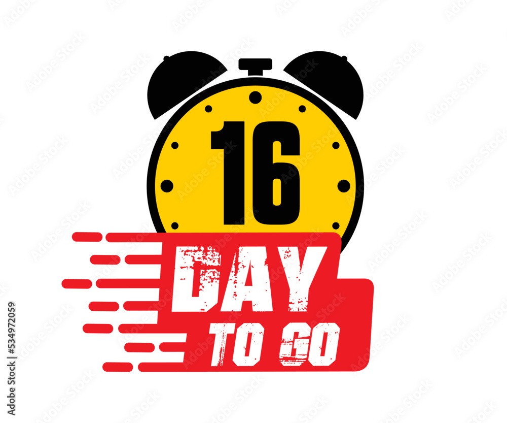 16 days to go vector art illustration with nice font and combined alarm ...