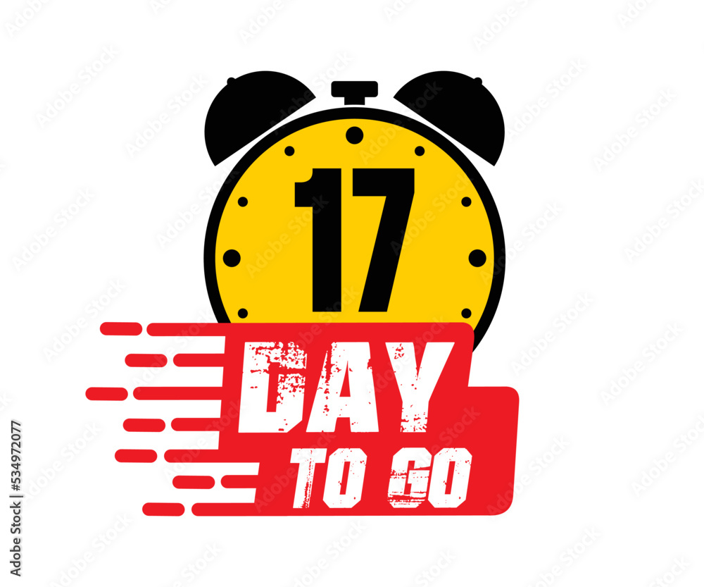 17 days to go vector art illustration with nice font and combined alarm ...