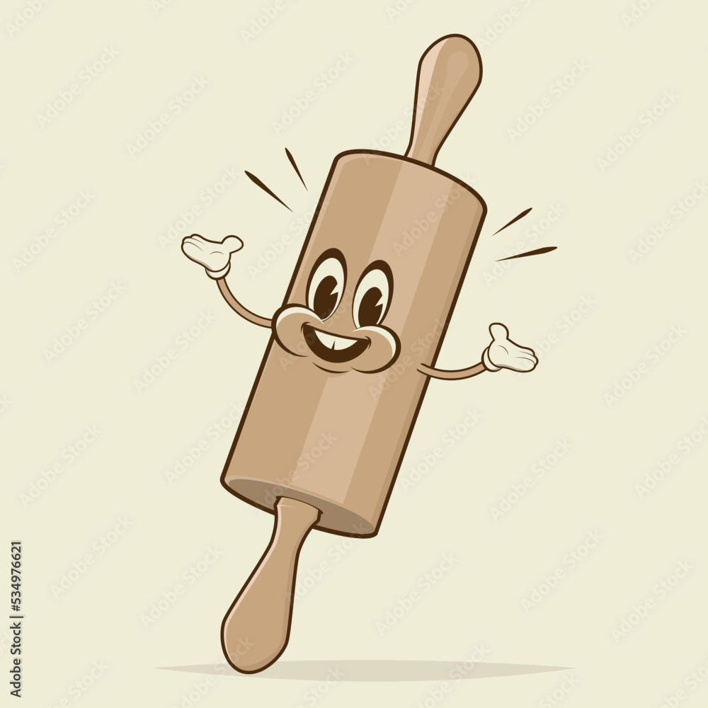 funny cartoon illustration of a rolling pin Stock Vector | Adobe Stock
