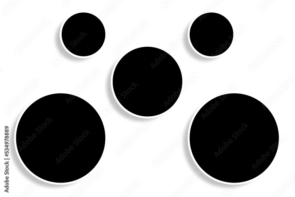 5 Circle photo frames in black & white color & a simple clean layout ...