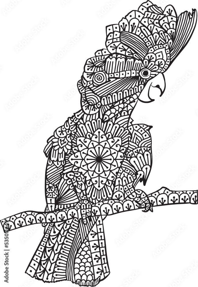 Cockatoos Mandala| Cockatoos Coloring Page | Animal Mandala Cockatoos ...