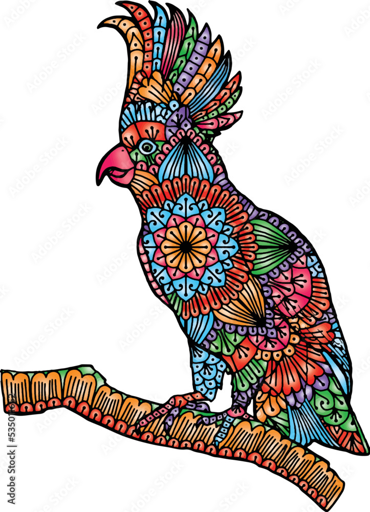Cockatoos Mandala| Cockatoos Coloring Page | Animal Mandala Cockatoos ...