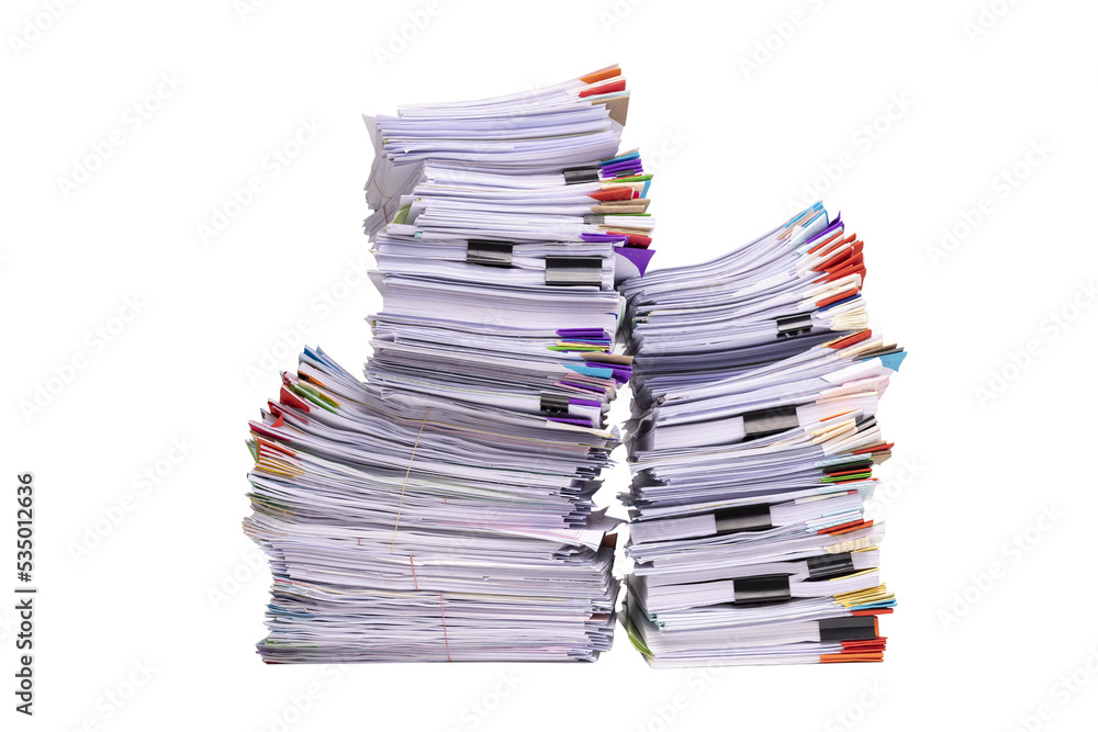 Stack of business documents papers isolated on white background Stock ...