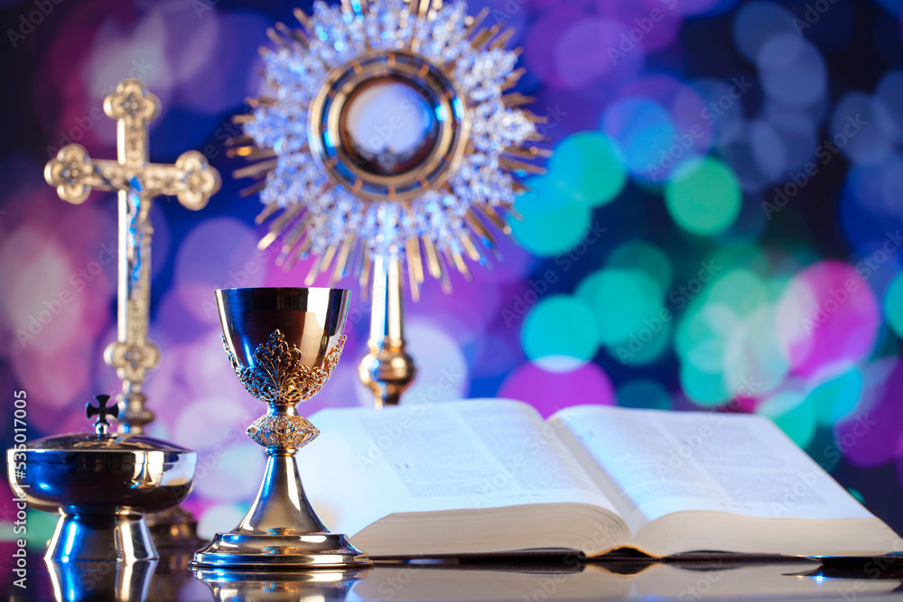 Catholic religion concept. Catholic symbols composition. The Cross ...