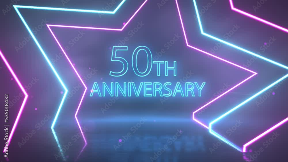 Neon congratulations on the 50th anniversary, congratulations, logo ...