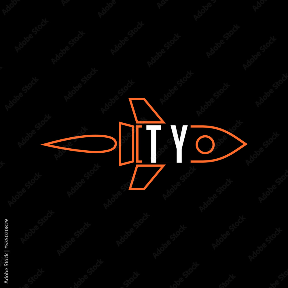 Initial TY monogram letter alphabet with a rocket logo design. rocket ...