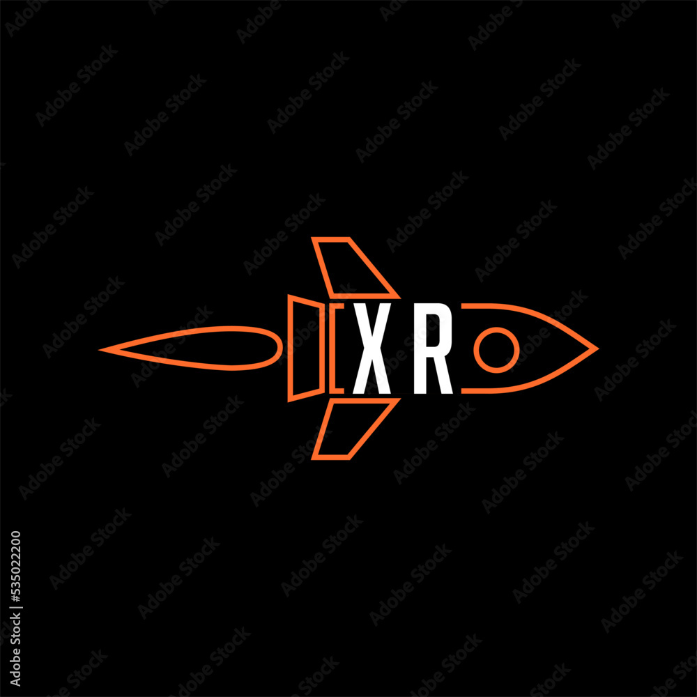 Initial XR monogram letter alphabet with a rocket logo design. rocket ...