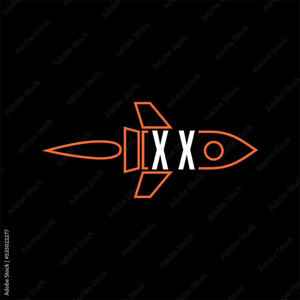 Initial XX monogram letter alphabet with a rocket logo design. rocket ...