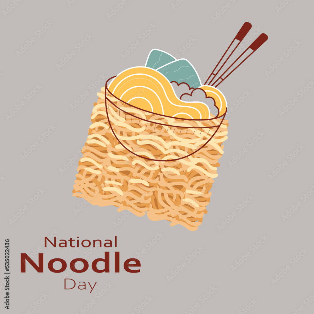 National Noodle Day illustration. Bowl of noodles. Noodle Day Poster ...