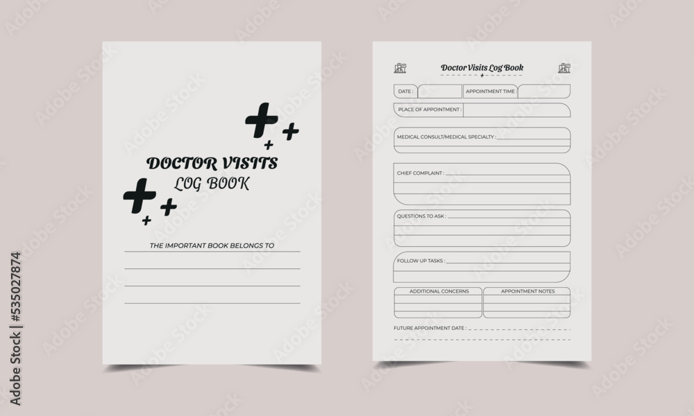 doctor visits log book KDP Interior design. Printable logbook, Medical ...