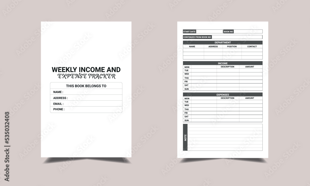 Poster weekly income and expense tracker KDP Interior design – Wall Art ...