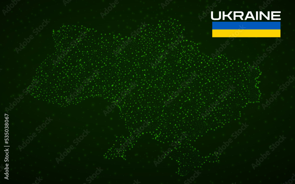Ukraine map with glowing particles, neon vector illustration Stock ...