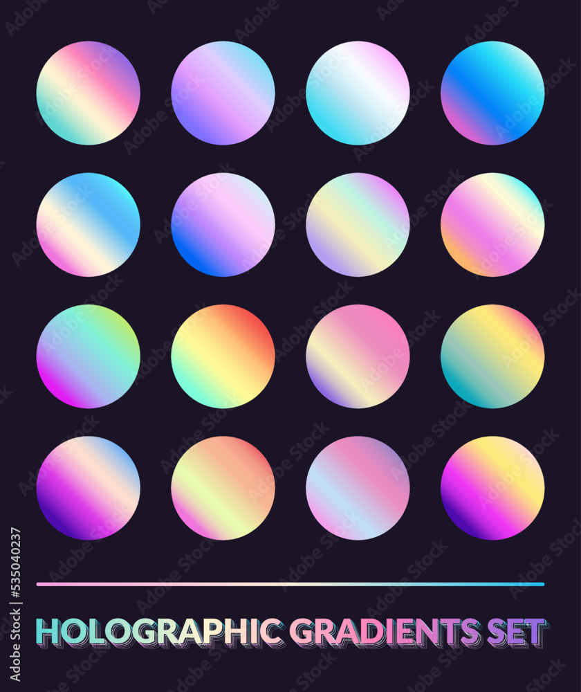 Holographic Gradients Set. Holographic Colors 90s 80s Retro Style ...