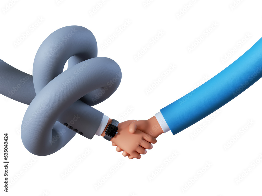 3d render, cartoon character tangled and knotted boneless flexible ...