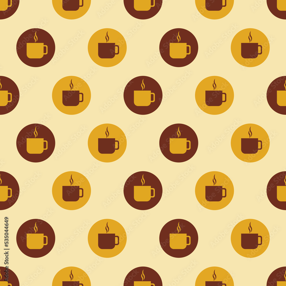 Cup coffee seamless pattern. Coffee background in retro color ...