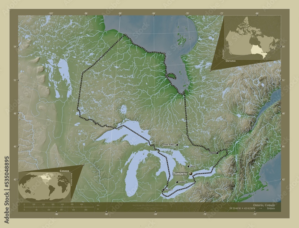 Ontario, Canada. Wiki. Labelled points of cities Stock Illustration ...