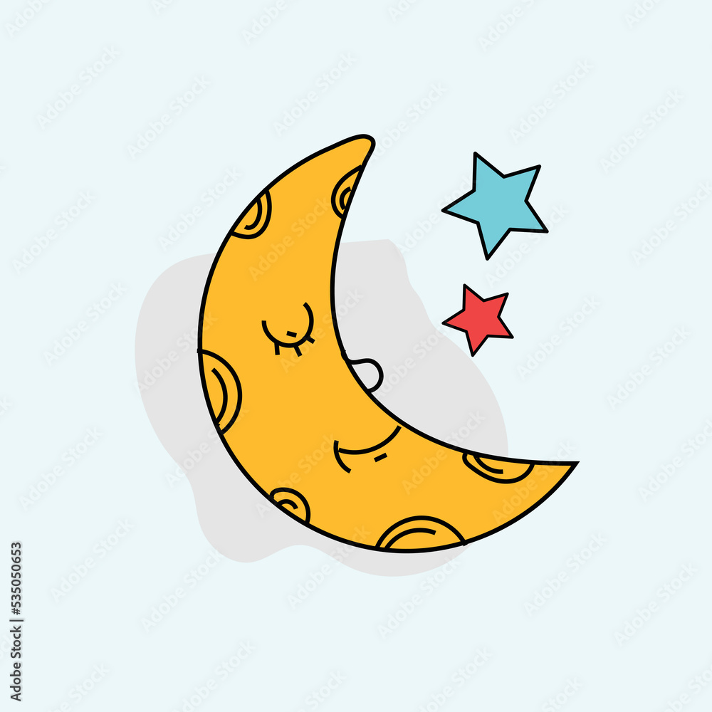 Moon doodle style hand drawn vector, drawing sketch Stock Vector ...
