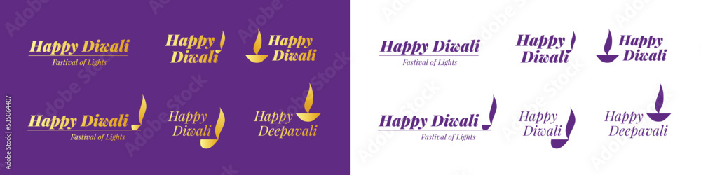 Diwali Logo lettering, logo bundle, typography units, quotes Stock ...