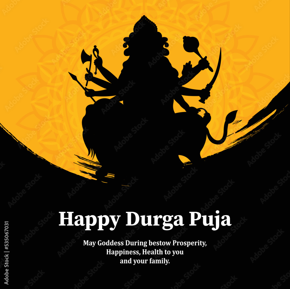 happy Durga puja, subh Navratri, festival illustration, Durga puja ...