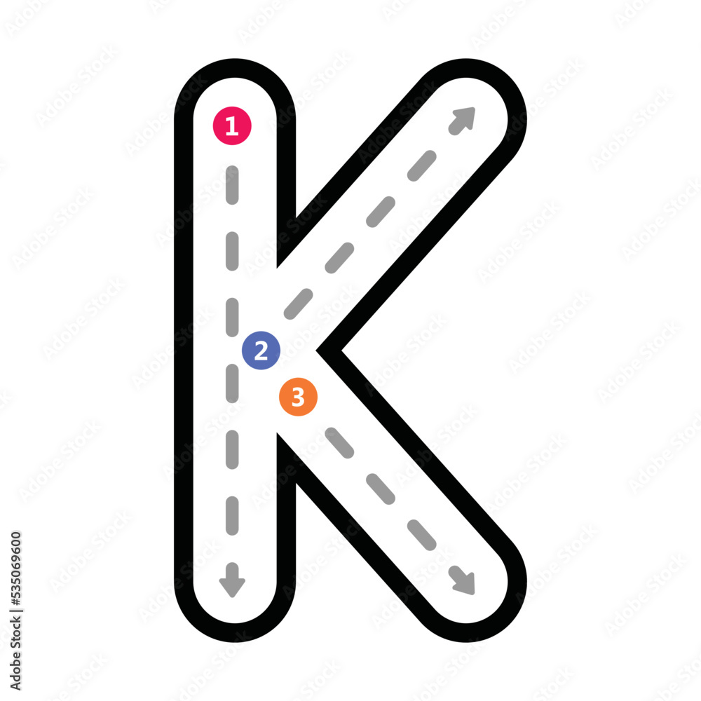 Poster Tracing Alphabet uppercase capital letter K prewriting dotted ...