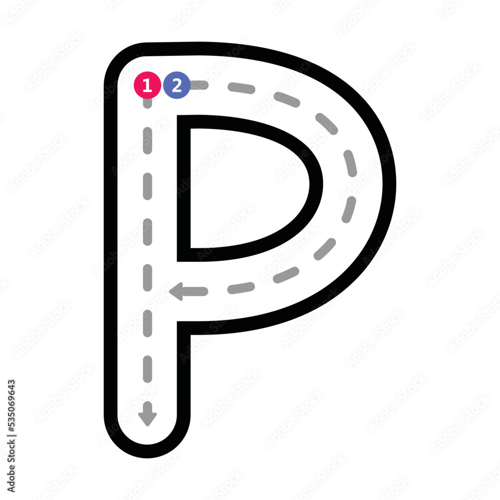 Tracing Alphabet uppercase capital letter P prewriting dotted line ...