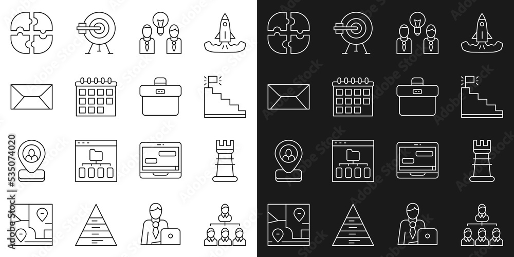 Set line Hierarchy organogram chart, Business strategy, Stair with ...
