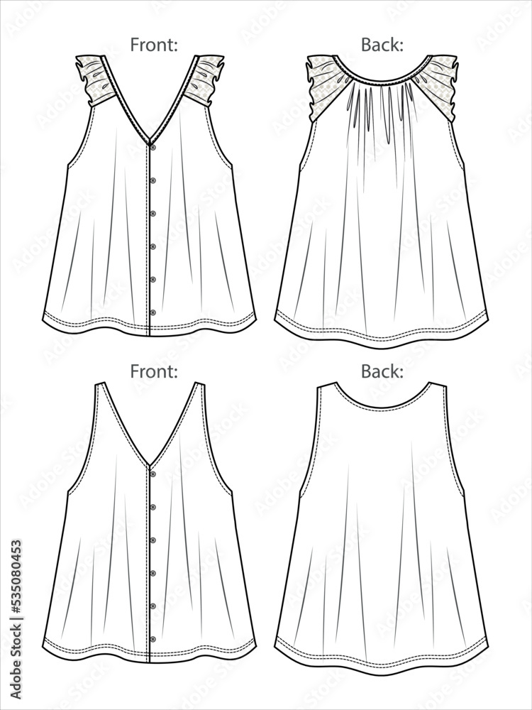 Vector summer tank top fashion CAD, sleeveless woman camisole with lace ...