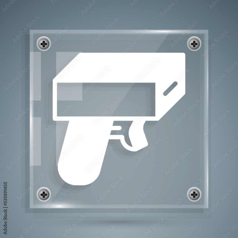 White Money gun icon isolated on grey background. Shoot the toy gun ...