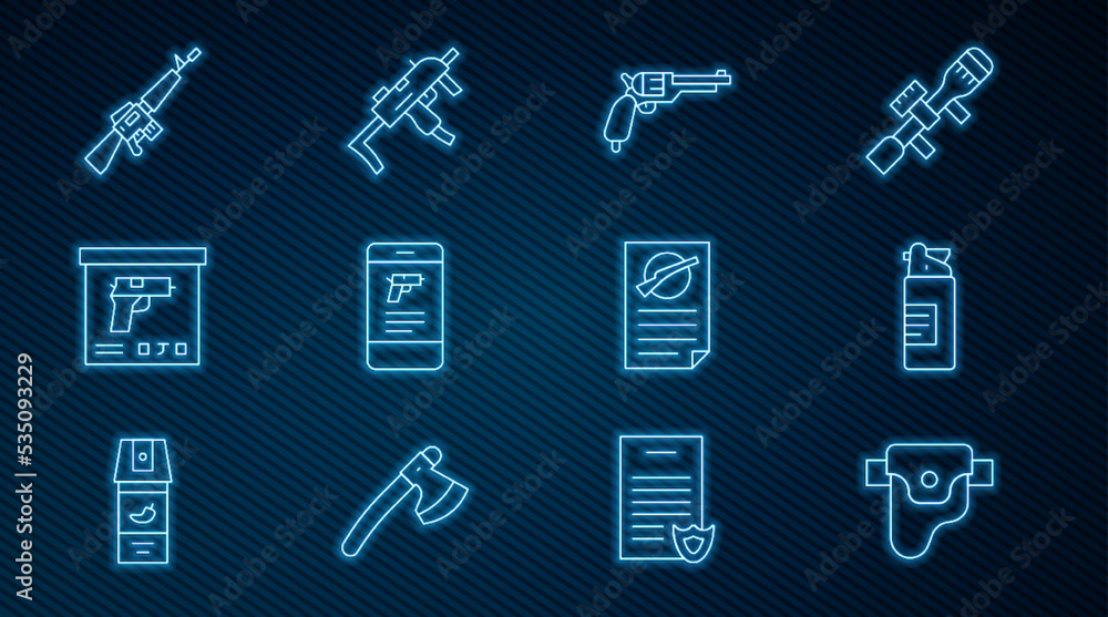 Set line Gun in holster, Weapons oil bottle, Revolver gun, Shop weapon ...