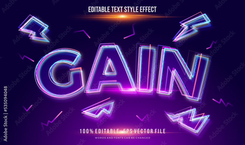 Stylish Colorful Bright Neon color text style effect. Editable vector ...