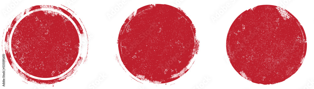 Red grunge circle stamp set. Round stamp vector isolated on white ...