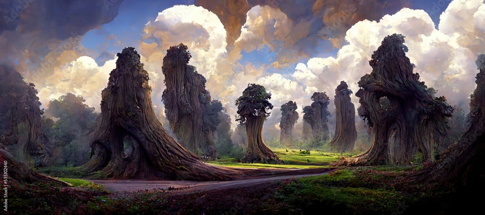 Last remaining remnants of an ancient enchanted forest, surreal ...