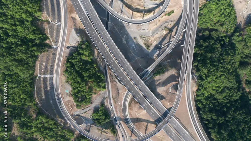 Highway interchange and off ramp on the new freeway in Montenegro ...