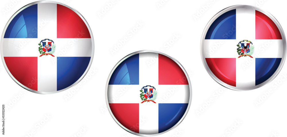 Round national flag pin of Dominican Republic.Circular vector flag of ...