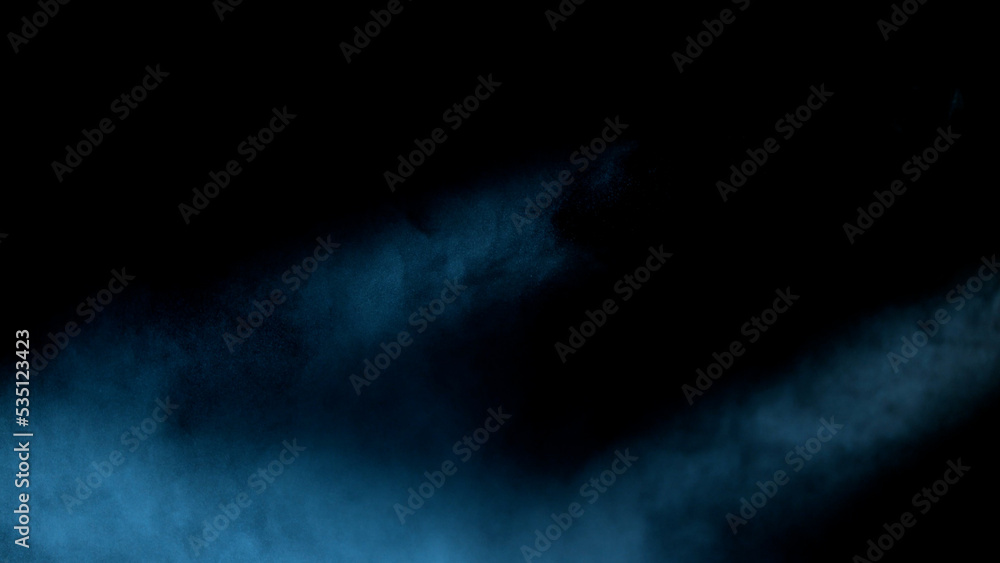 Scene glowing blue smoke. Atmospheric smoke, abstract color background ...