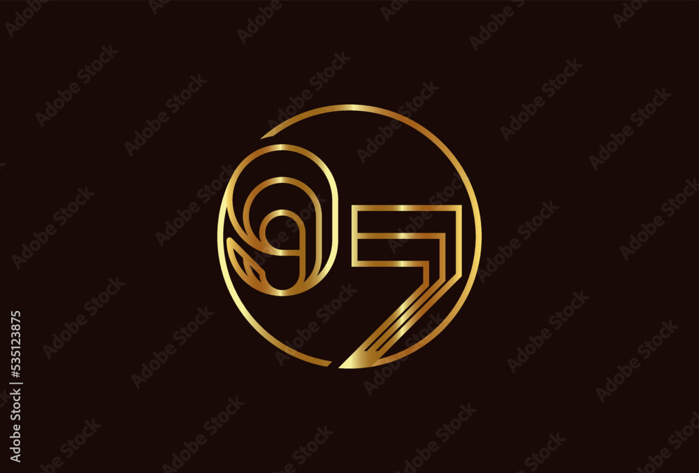 Number 97 Gold Logo, Number 97 monogram line style inside circle can be ...